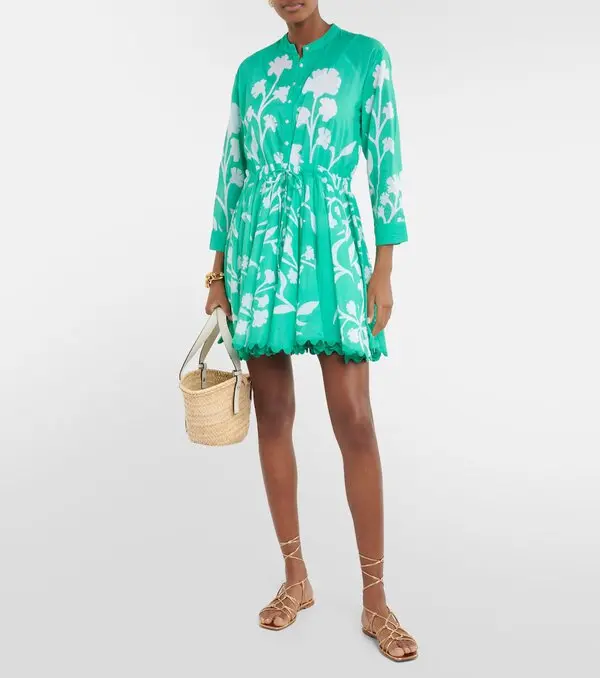 Juliet Dunn Majorelle Printed Cotton Shirt Dress In Green - 50% Off |  Editorialist