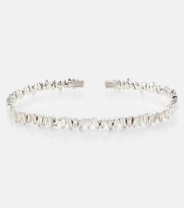 SUZANNE KALAN Classic 18kt White Gold Diamond Bangle - Metallic