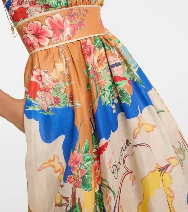 Zimmermann Alight Picnic Linen Midi Dress In Multicoloured - 30% Off |  Editorialist