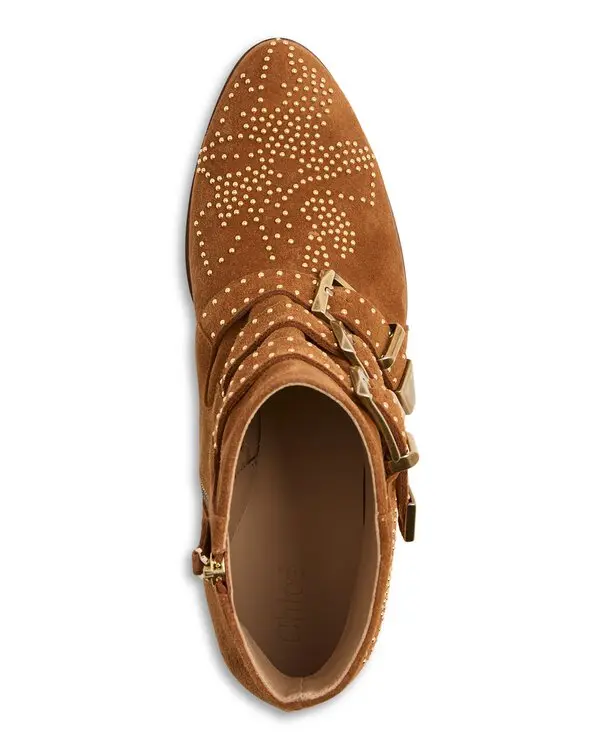 Chloé Susanna Pointed-toe Studded Booties - Ginger Brown