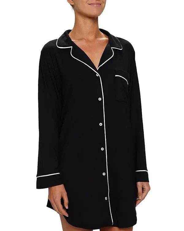 Eberjey Gisele Sleepshirt - Black/sorbet Pink
