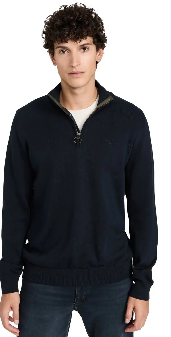 Barbour Cotton Half Zip Sweater - Navy