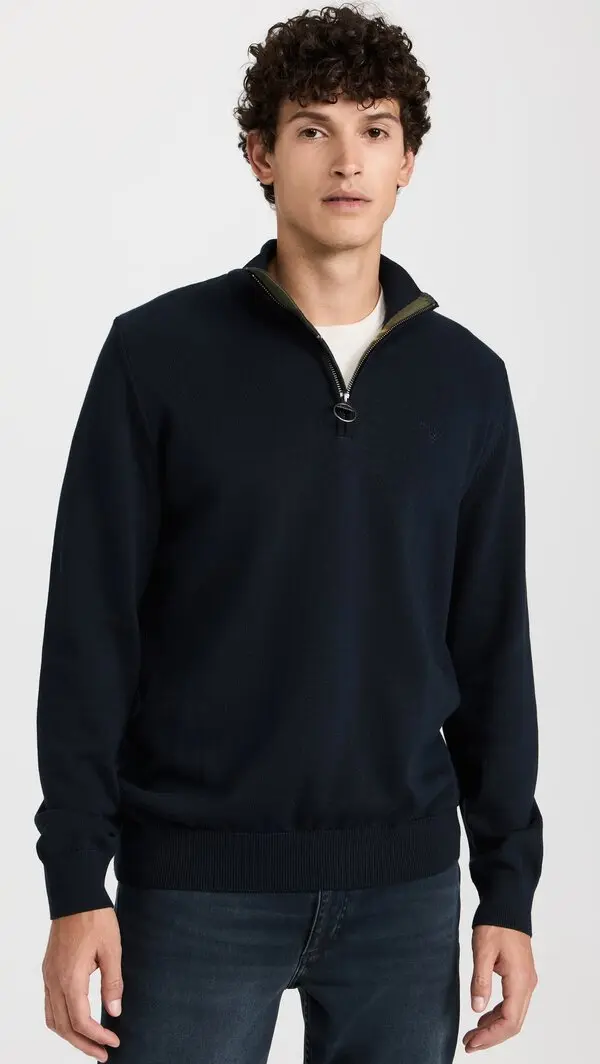 Barbour Cotton Half Zip Sweater - Navy