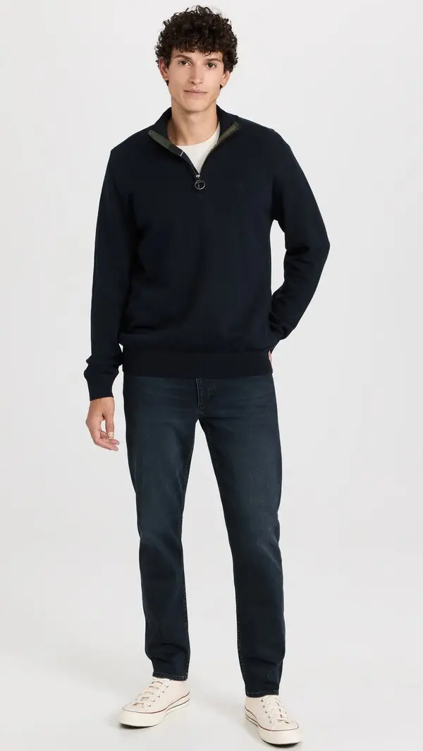 Barbour Cotton Half Zip Sweater Navy Editorialist
