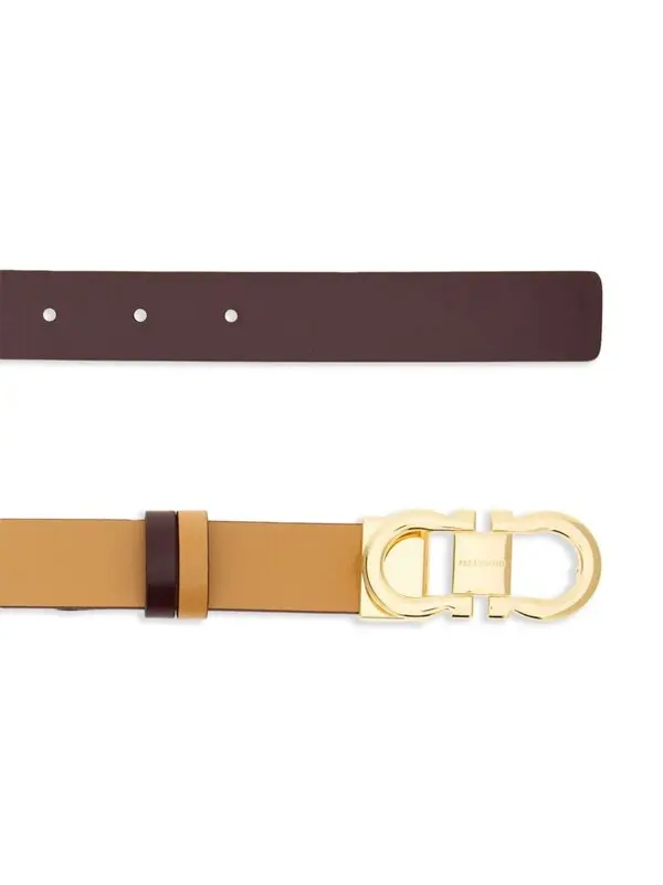 FERRAGAMO Gancini Buckle Reversible Leather Belt - Neutrals