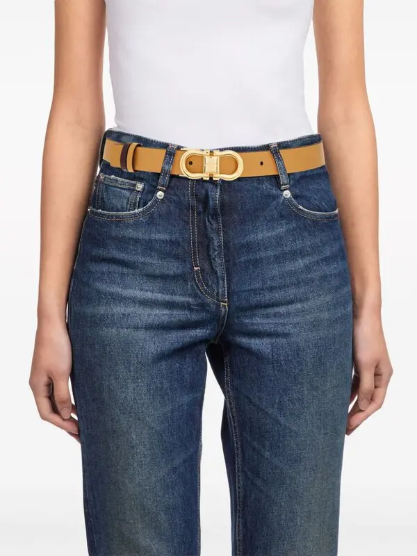 FERRAGAMO Gancini Buckle Reversible Leather Belt - Neutrals