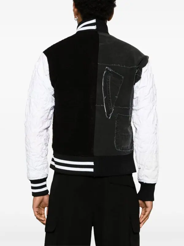 GREG LAUREN Panelled Wool-cotton Bomber Jacket