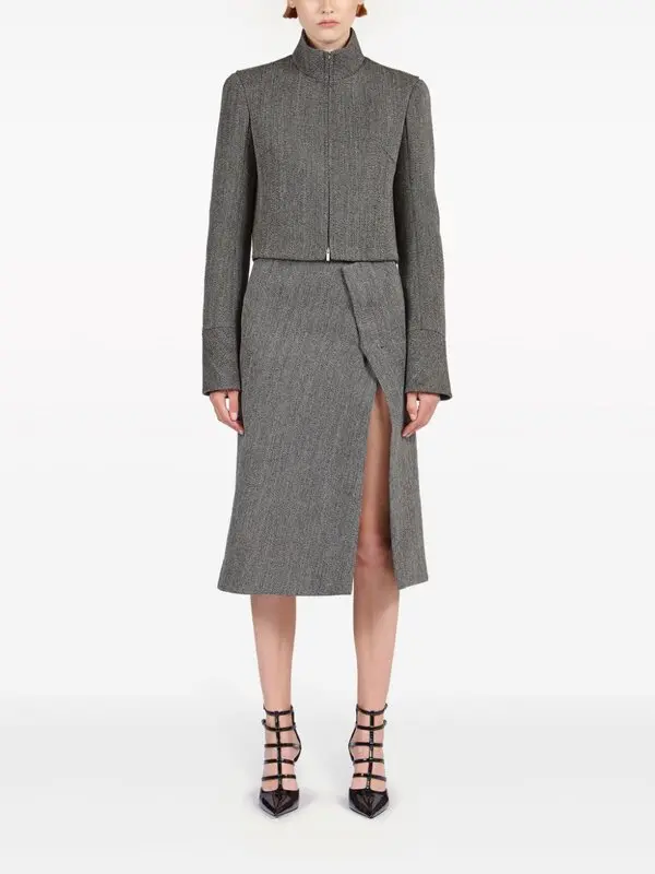 FERRAGAMO Tweed Wrap Midi Skirt