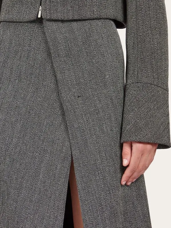 FERRAGAMO Tweed Wrap Midi Skirt