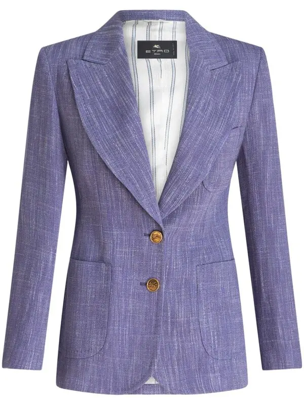 Etro Single-breasted Slub Blazer - Purple