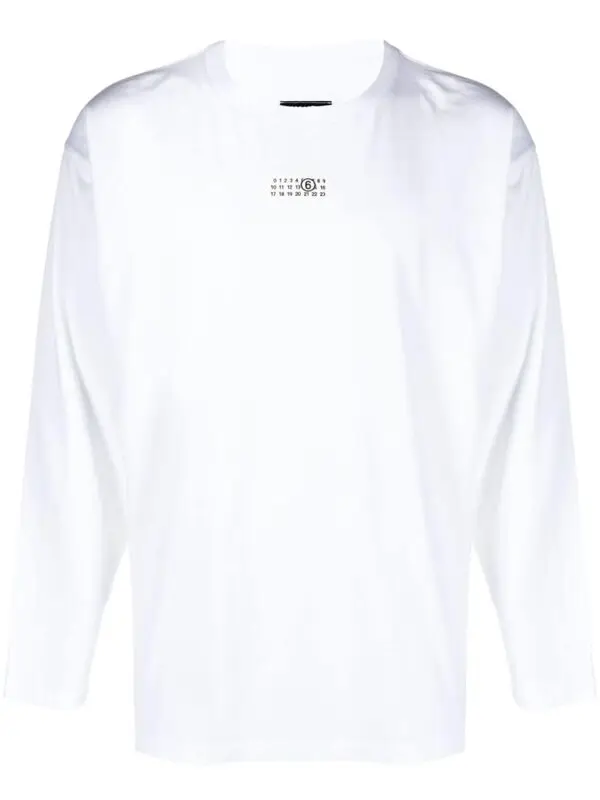 MAISON MARGIELA Numbers Motif-patch Long-sleeve T-shirt - White