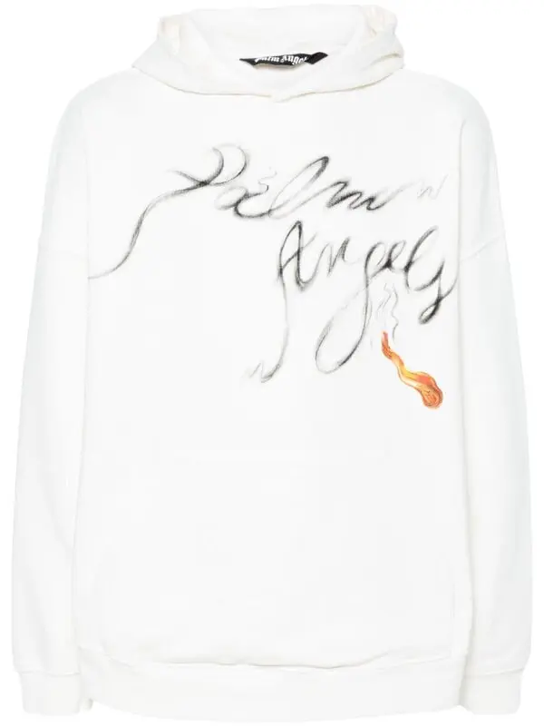 Palm Angels Foggy Logo-print Hoodie - White