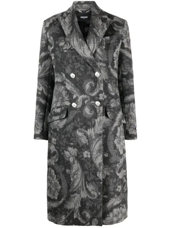Versace Barocco Stencil Double-breasted Coat
