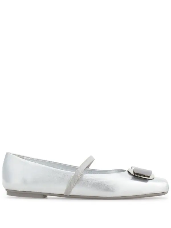 FERRAGAMO Vara Plate Ballet Flats - Silver