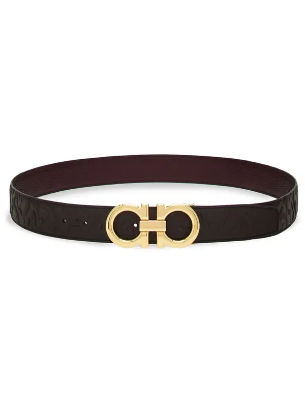 FERRAGAMO Gancini Reversible Calfskin Belt - Black