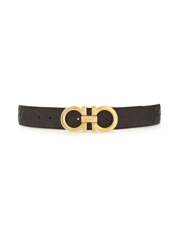 FERRAGAMO Gancini Reversible Calfskin Belt - Black