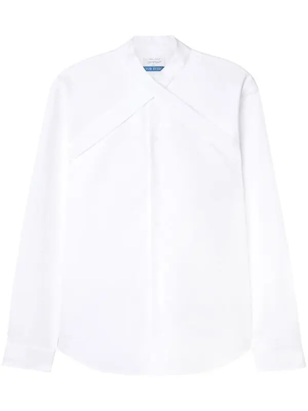 Off-White Crossover-collar Cotton Shirt - White