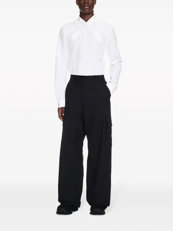 Off-White Crossover-collar Cotton Shirt - White