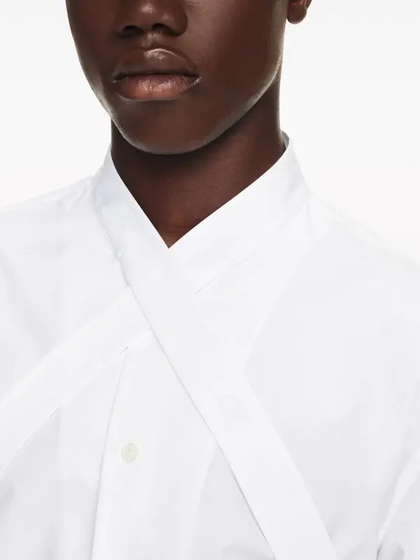 Off-White Crossover-collar Cotton Shirt - White