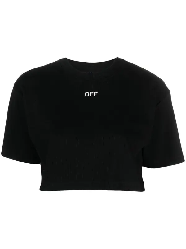 Off-White Off-stamp Cropped T-shirt - Black