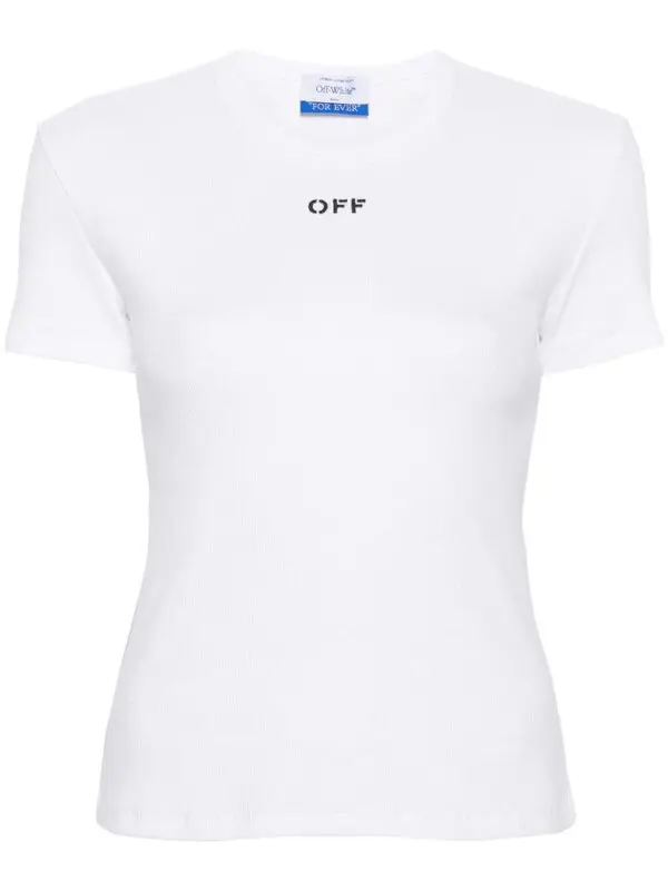 Off-White Stamp Stretch-cotton T-shirt - White