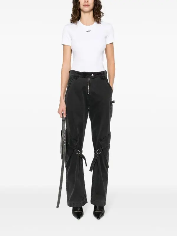 Off-White Stamp Stretch-cotton T-shirt - White