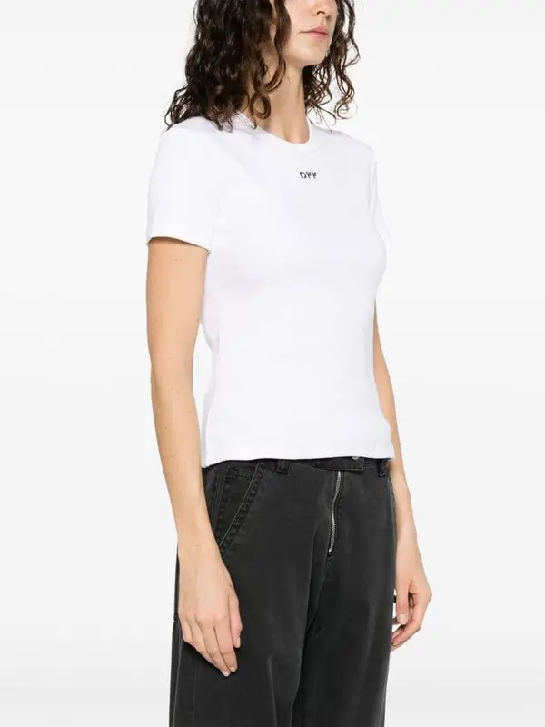 Off-White Stamp Stretch-cotton T-shirt - White
