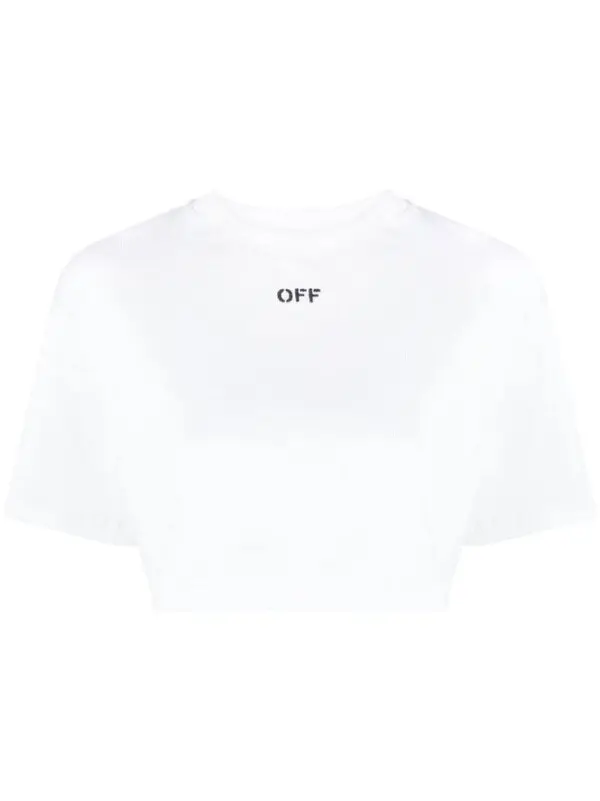 Off-White Off Stamp Cropped T-shirt - White