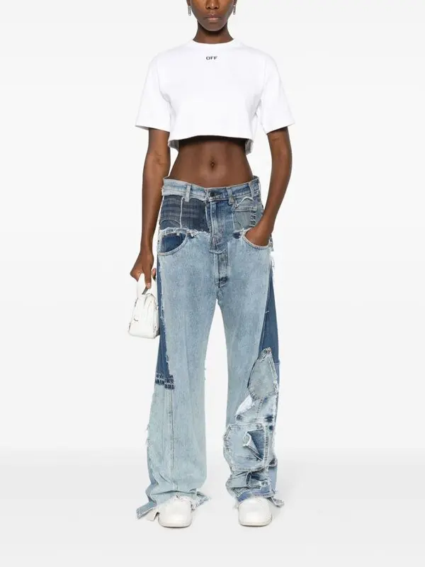 Off-White Off Stamp Cropped T-shirt - White