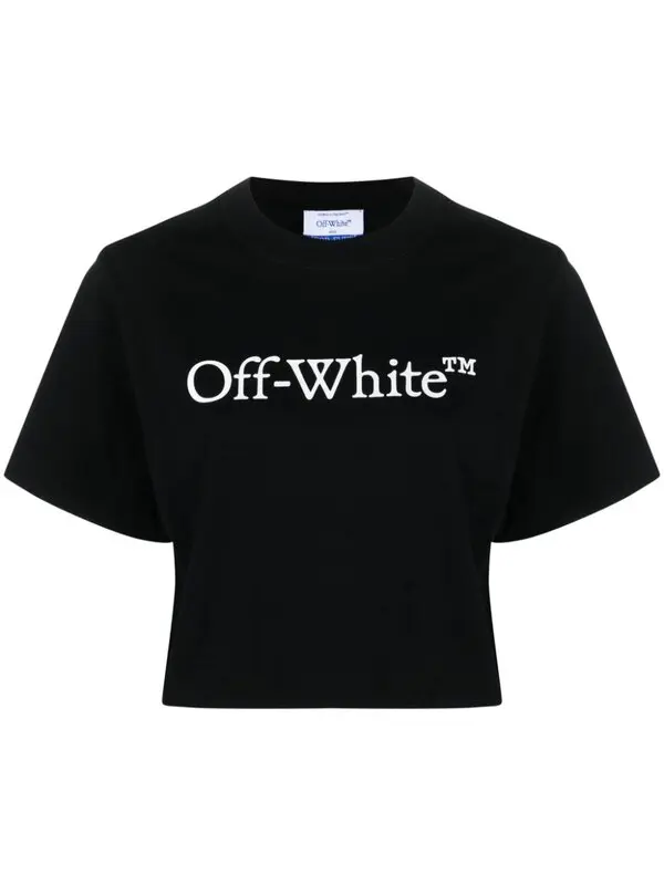 Off-White Logo-print Cropped T-shirt - Black