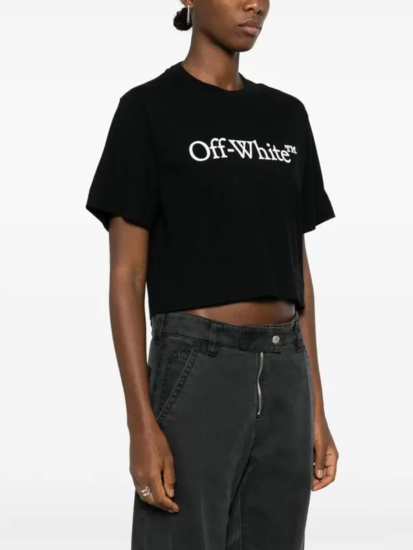 Off-White Logo-print Cropped T-shirt - Black