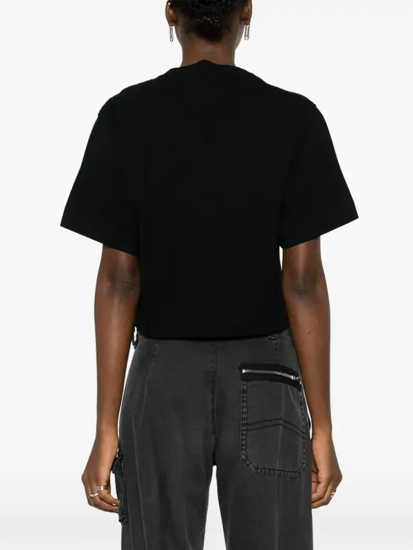 Off-White Logo-print Cropped T-shirt - Black
