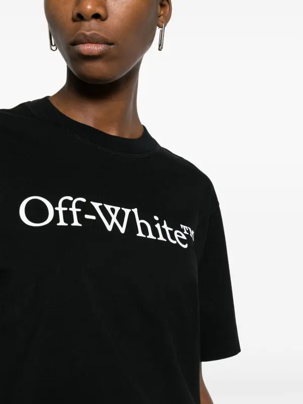 Off-White Logo-print Cropped T-shirt - Black