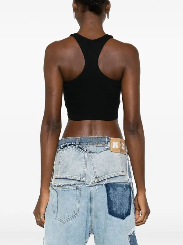 Off-White Off-stamp Ribbed Crop Top - Black