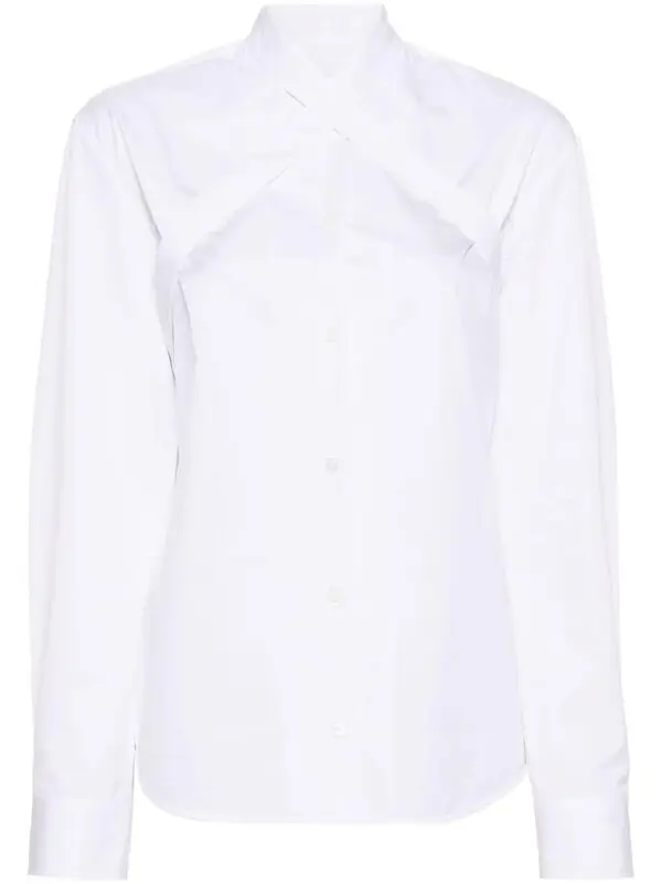 Off-White Cross-collar Cotton Poplin Shirt - White