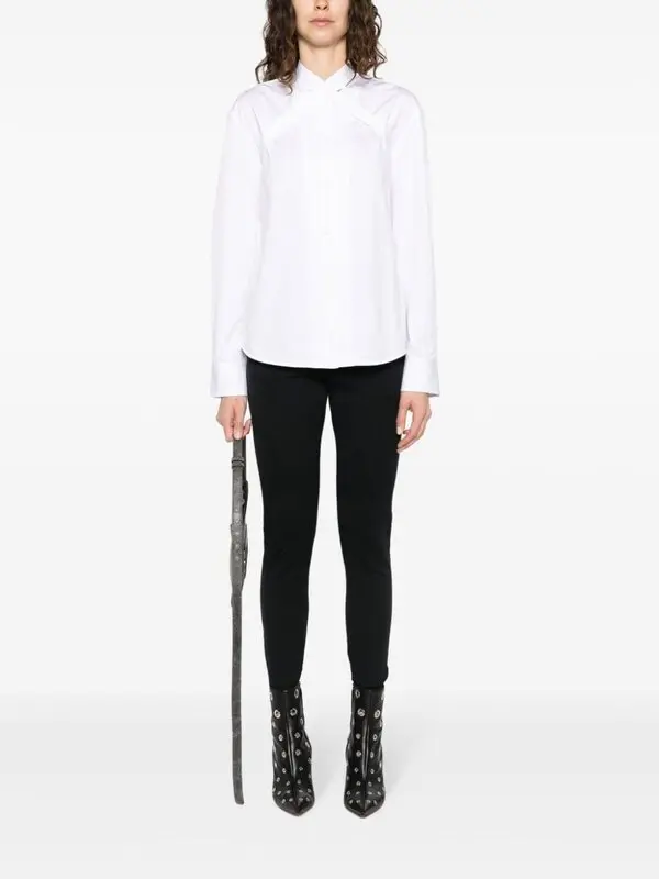 Off-White Cross-collar Cotton Poplin Shirt - White