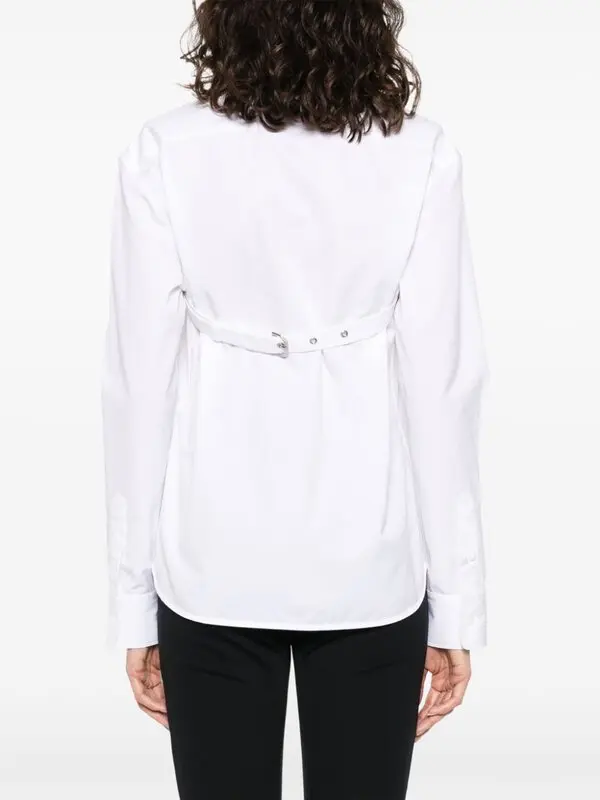 Off-White Cross-collar Cotton Poplin Shirt - White