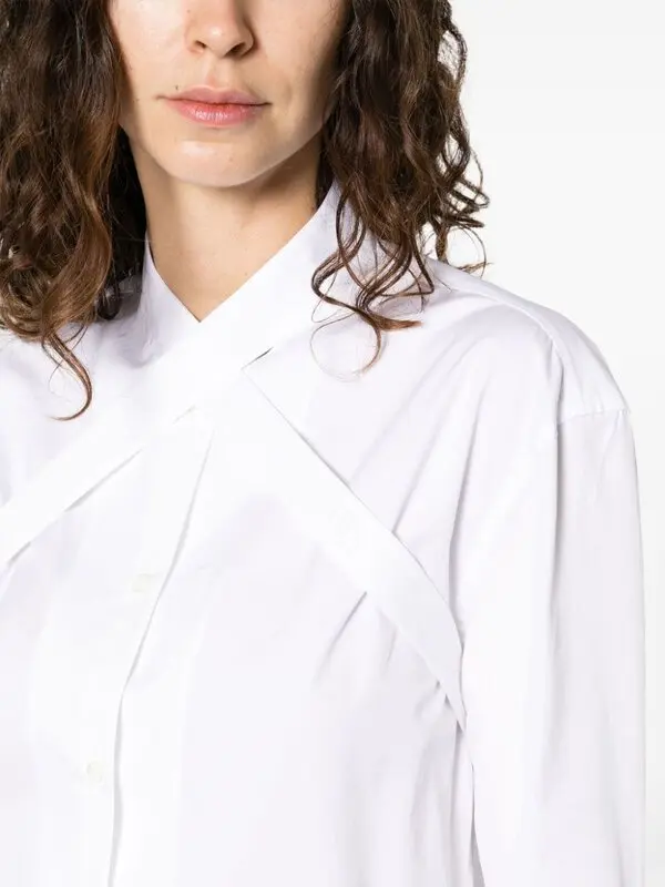 Off-White Cross-collar Cotton Poplin Shirt - White
