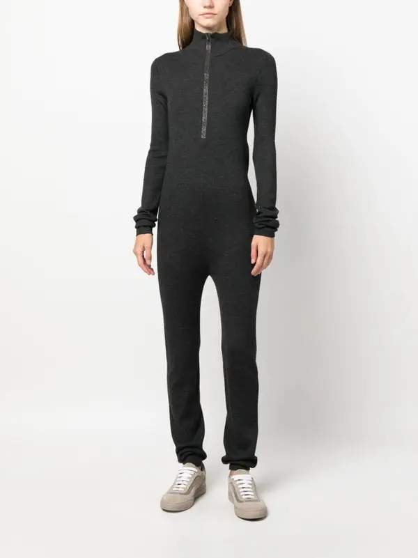 Brunello Cucinelli Ribbed Long-sleeve Jumpsuit