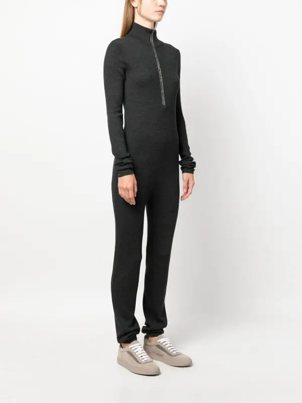 Brunello Cucinelli Ribbed Long-sleeve Jumpsuit