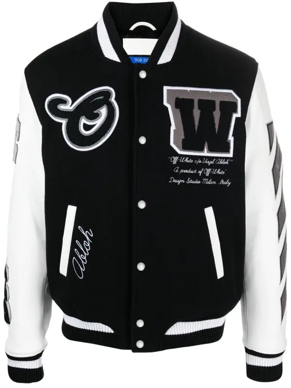 Off-White Lea Appliqué Varsity Jacket - Black