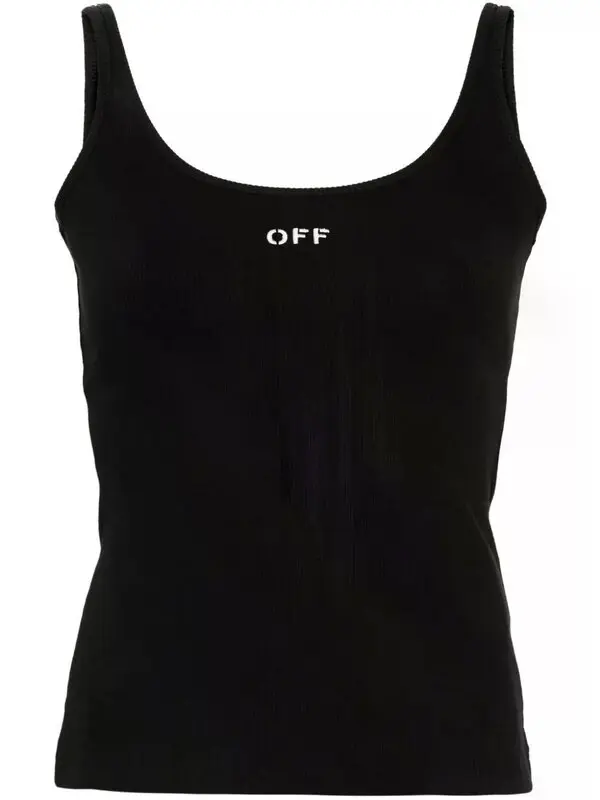 Off-White Ribbed-knit Tank Top - Black