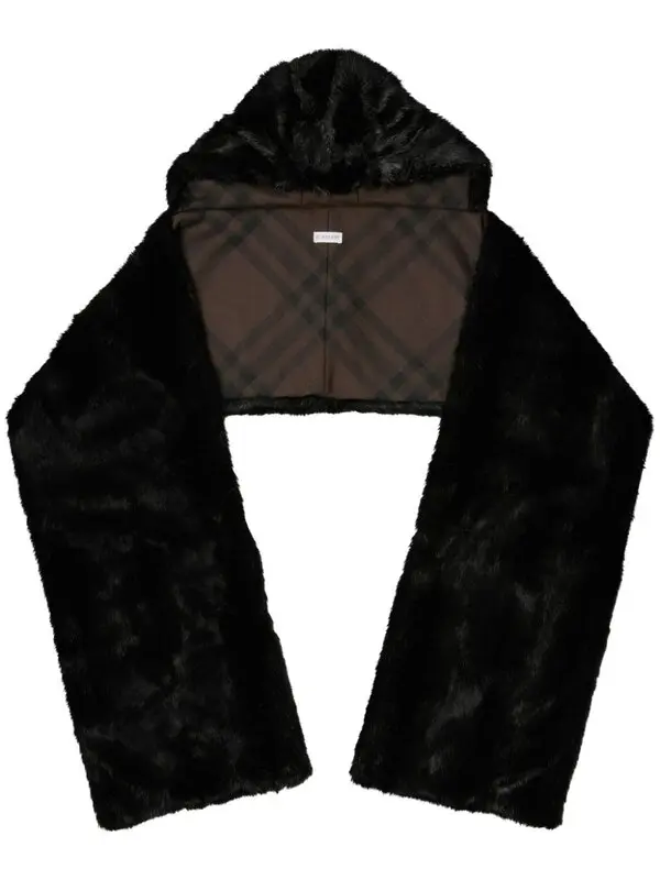 Burberry Hooded Faux-fur Scarf - Black