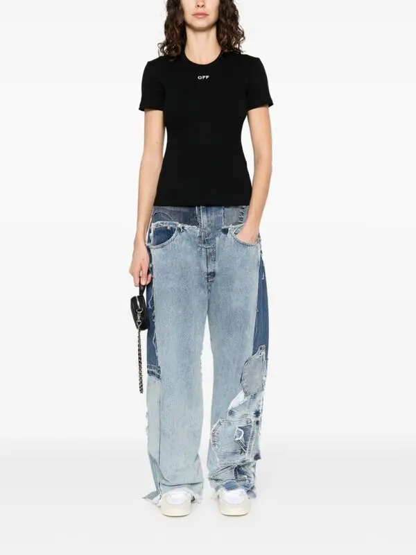 Off-White Stamp Ribbed Knit Top - Black