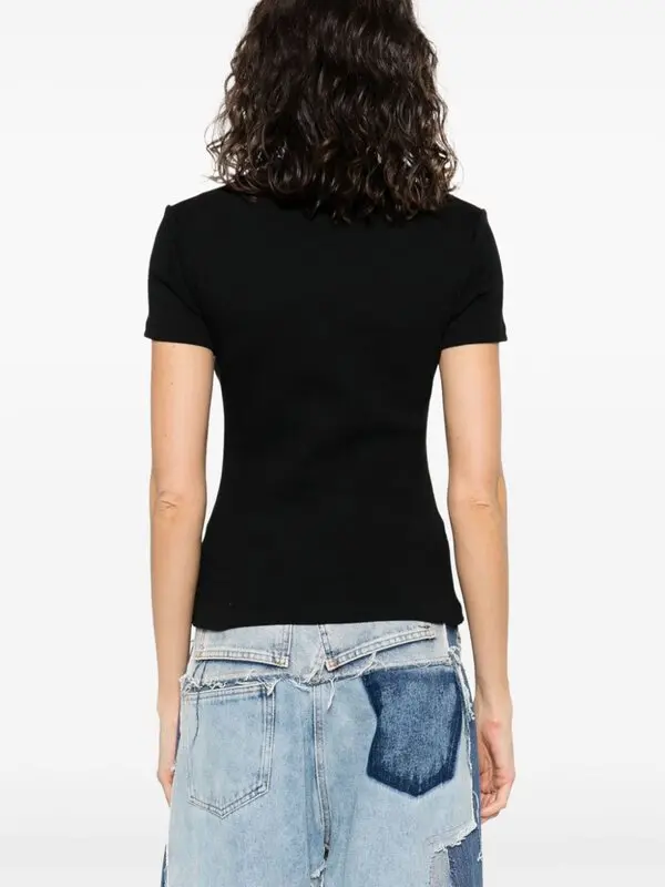 Off-White Stamp Ribbed Knit Top - Black