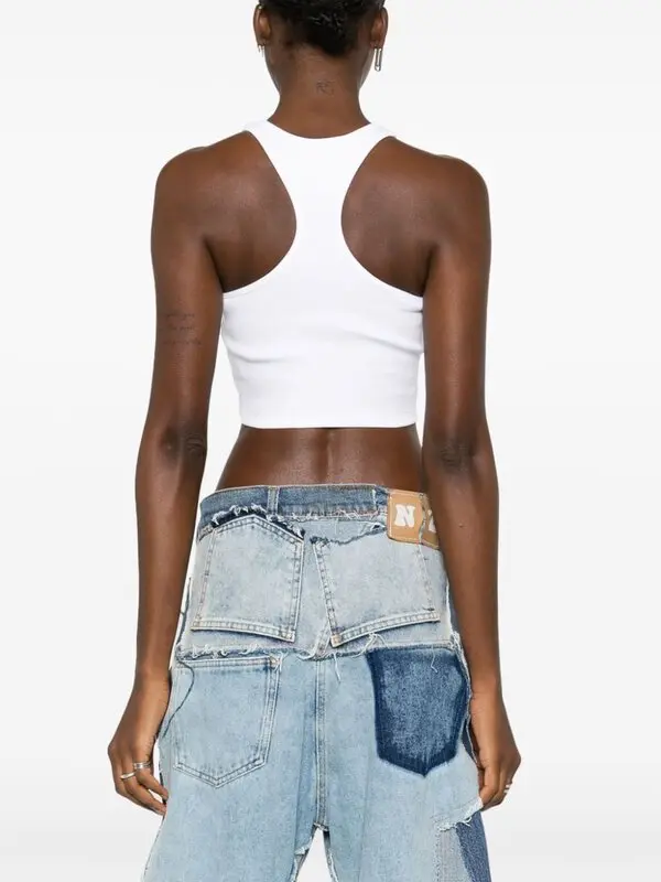 Off-White Off Stamp Ribbed Crop Top - White