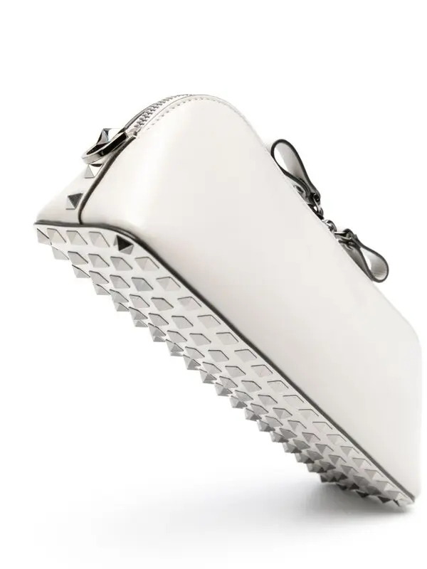 Valentino Garavani Rockstud Leather Clutch - Grey