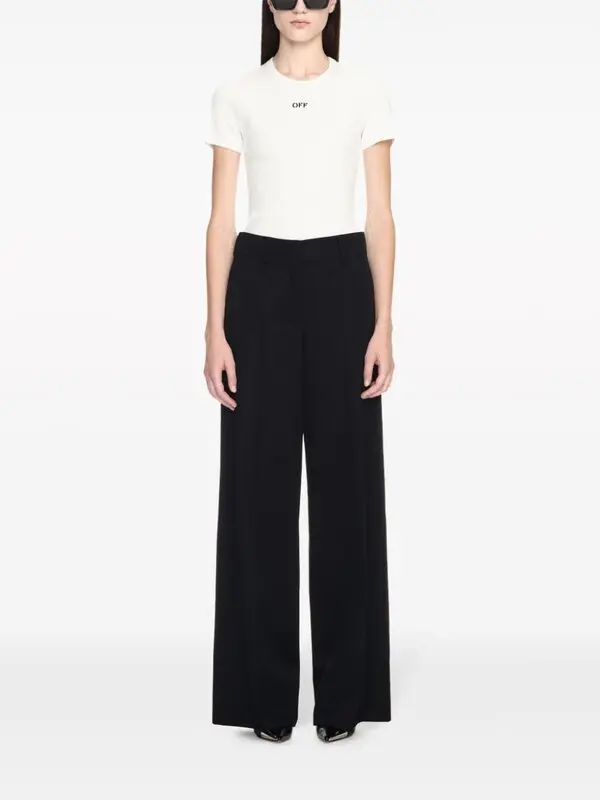Off-White Wool Straight-leg Trousers - Black