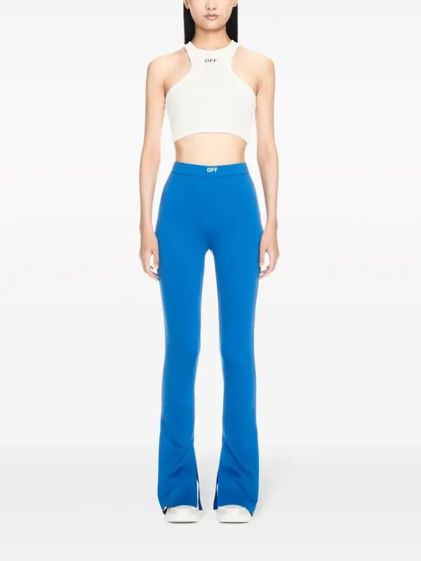 Off-White Logo-waistband Flared Leggings - Blue