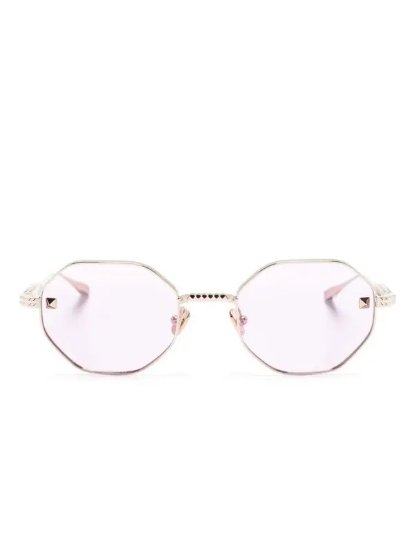Valentino Garavani Rockstud Geometric-frame Sunglasses - Gold